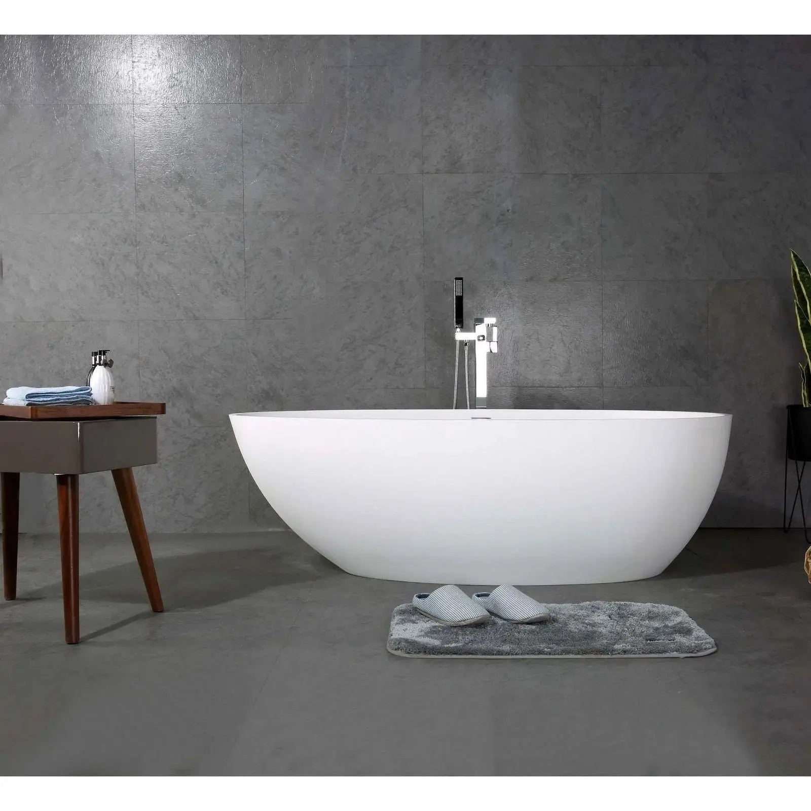 Cast Stone Solid Surface Freestanding Bath Matte White - 1700mm ...