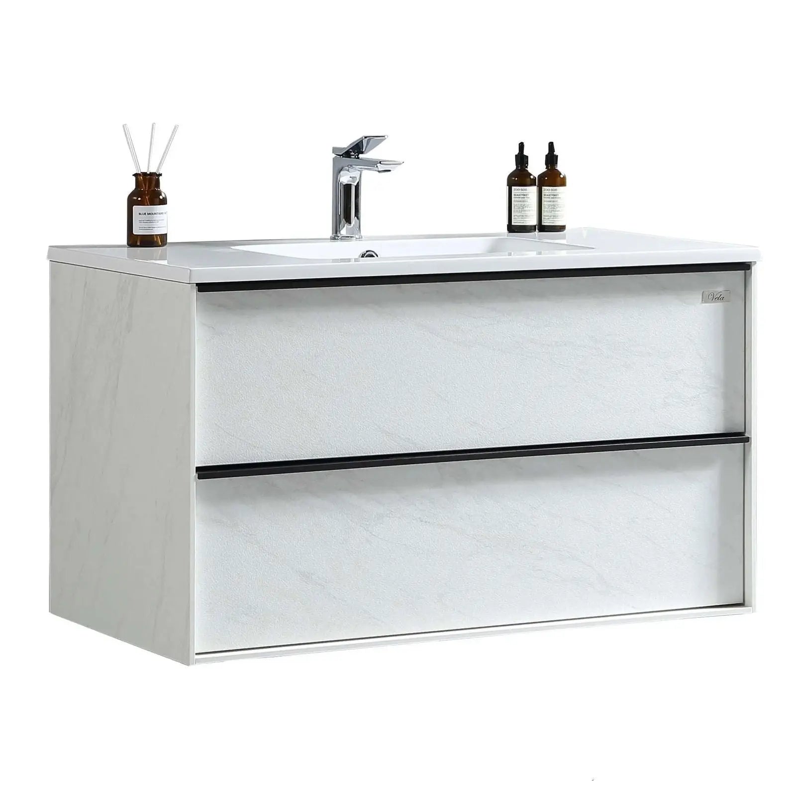 Hecate Range 900mm Wall hung Vanity with Marble Pattern - Zenithbath